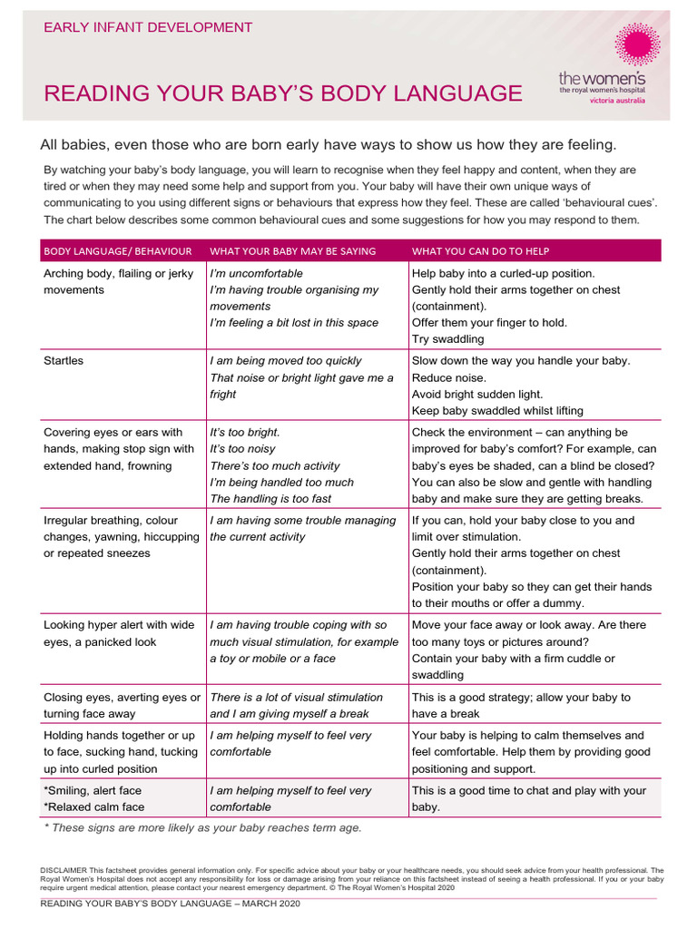 Reading Your Babys Body Language | PDF | Body Language | Behavioural Sciences