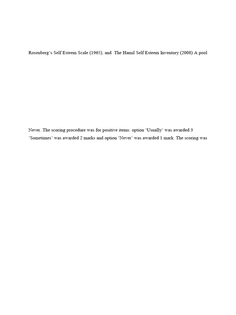 Self Esteem Scale | PDF | Likert Scale | Psychology