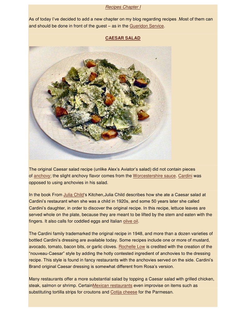 Gueridon Service: Caesar Salad | PDF | Food And Drink Preparation | Cuisine