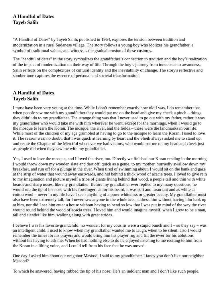 A Handful of Dates - Sudanese | PDF