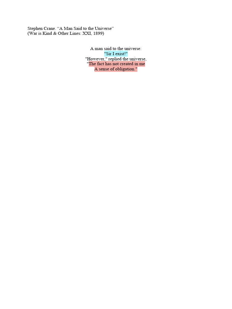 Universe's Indifference to Existence | PDF