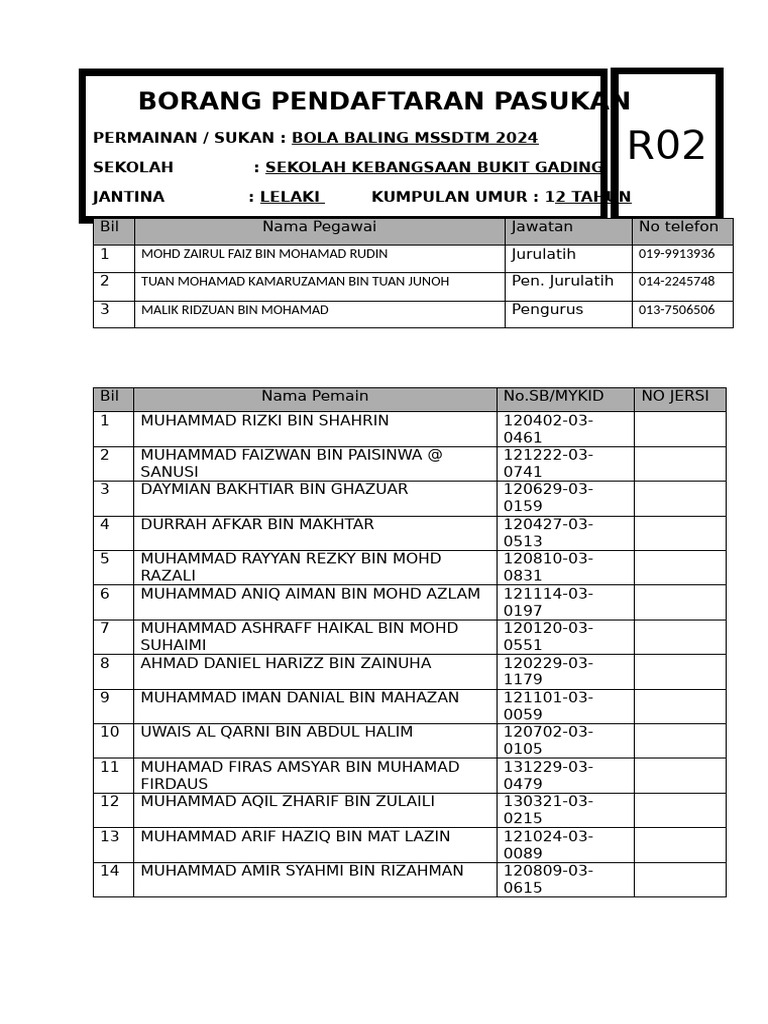 BOLA BALING SK Bukit Gading 2024 L | PDF