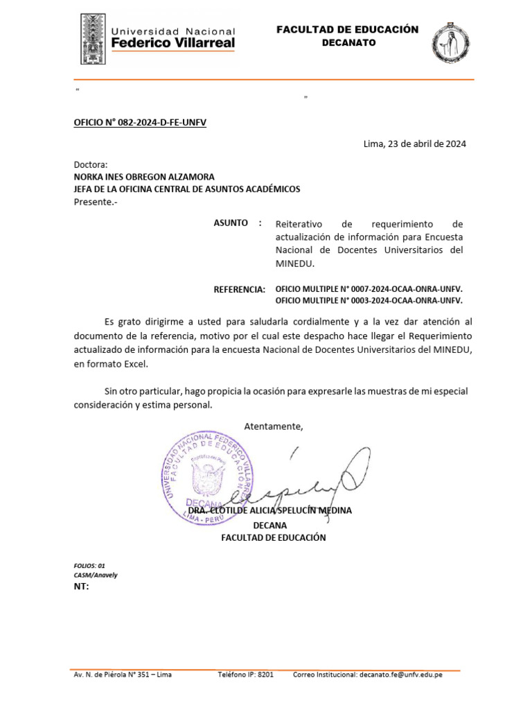 Oficio #082-2024-D-Fe-Unfv | PDF