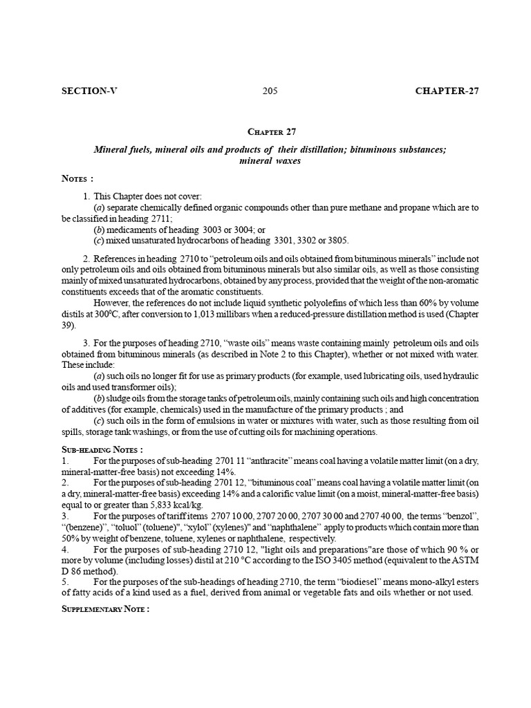 Chapter 27 Sec-V Tariff Manual | PDF | Fuel Oil | Oil