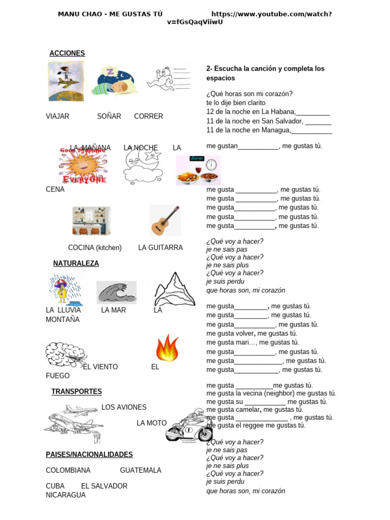 Manu Chao Me Gustas Tu Letras de Canciones 29170 | PDF