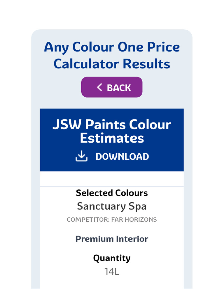 JSW Paints Calculator Result | PDF