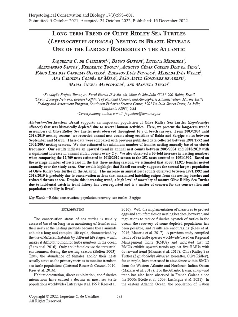 Castilhos Et Al. - 2022 - Long-Term Trend of Olive Ridley Sea Turtles ...