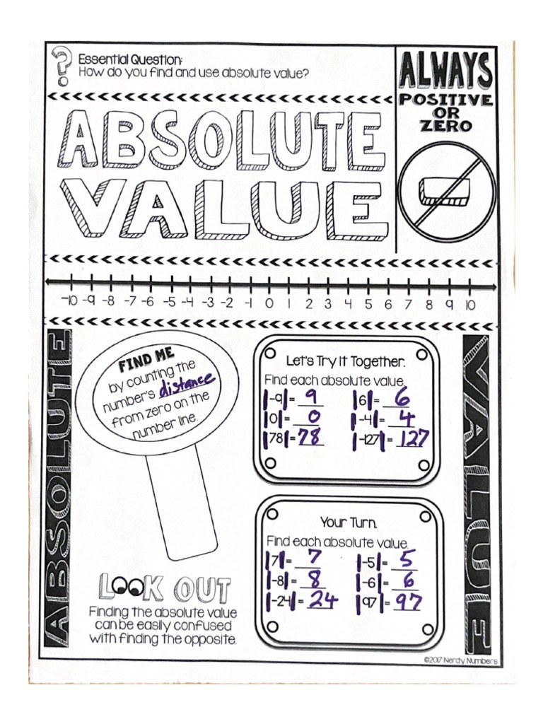 Math Journal Absolute Value | PDF
