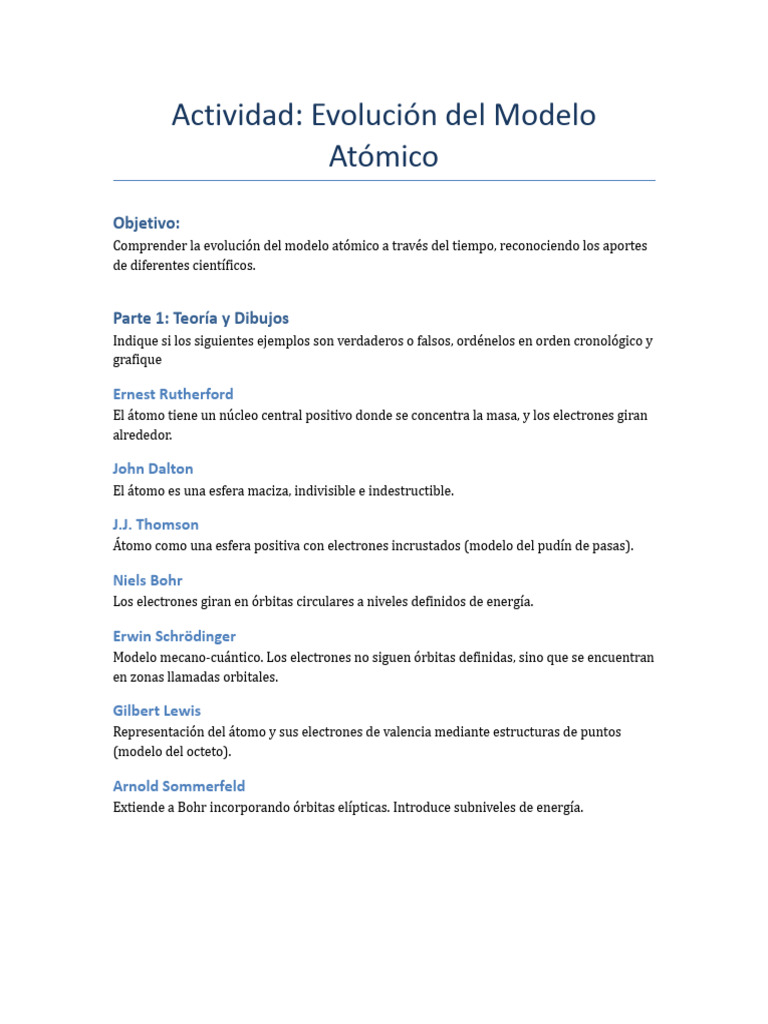 Actividad - Modelos Atomicos | PDF