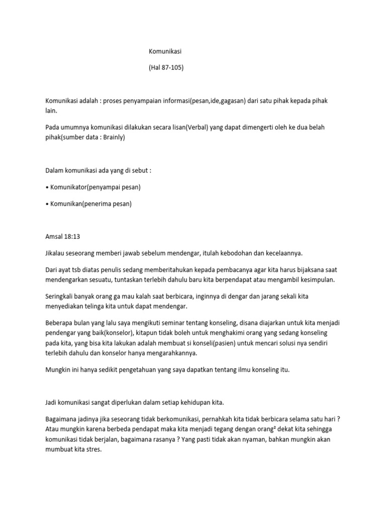 Creative & Critical Thinking - RINGKASAN BAB 5 - Komunikasi | PDF