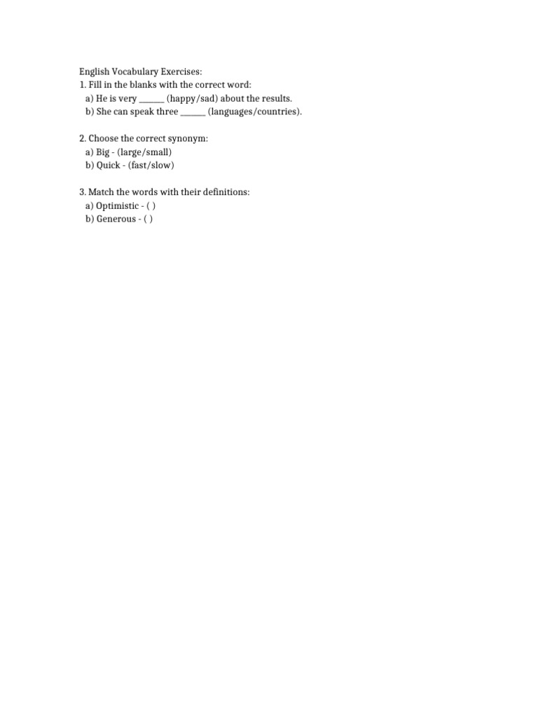 Vocabulary Exercises | PDF
