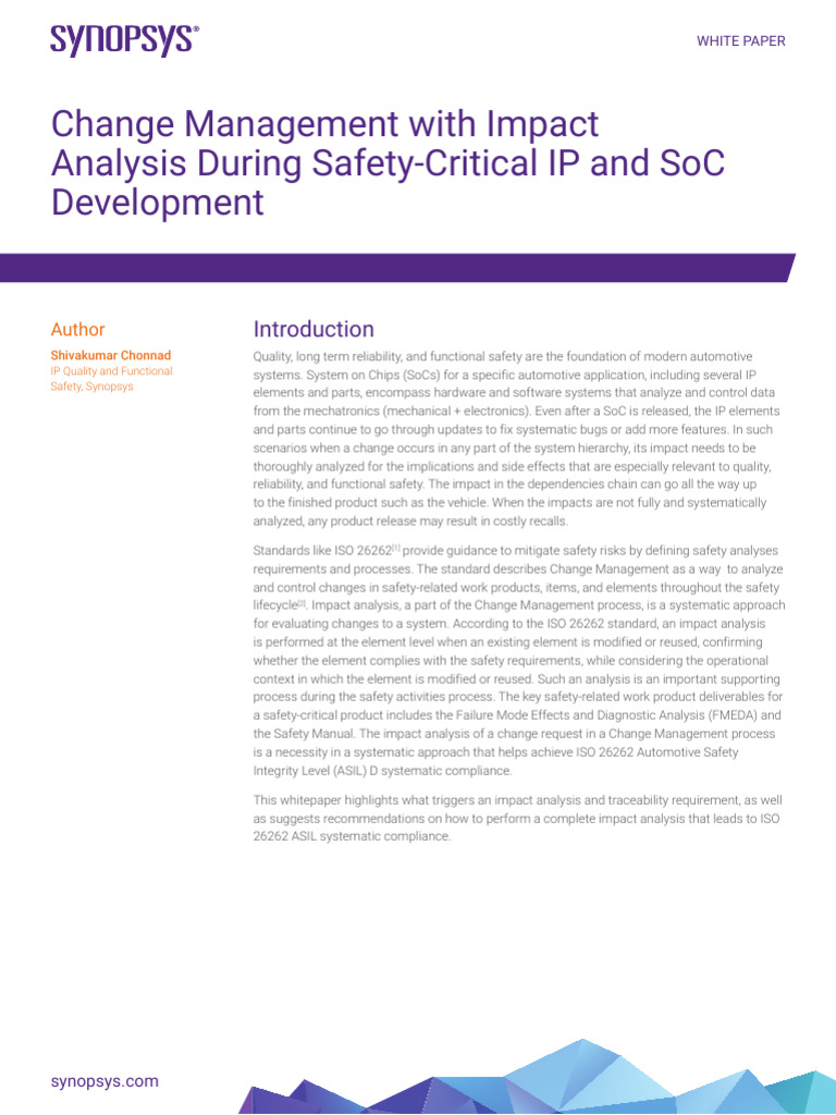 Change Management With Impact Analysis During Safety-Critical IP and SoC Development | PDF ...