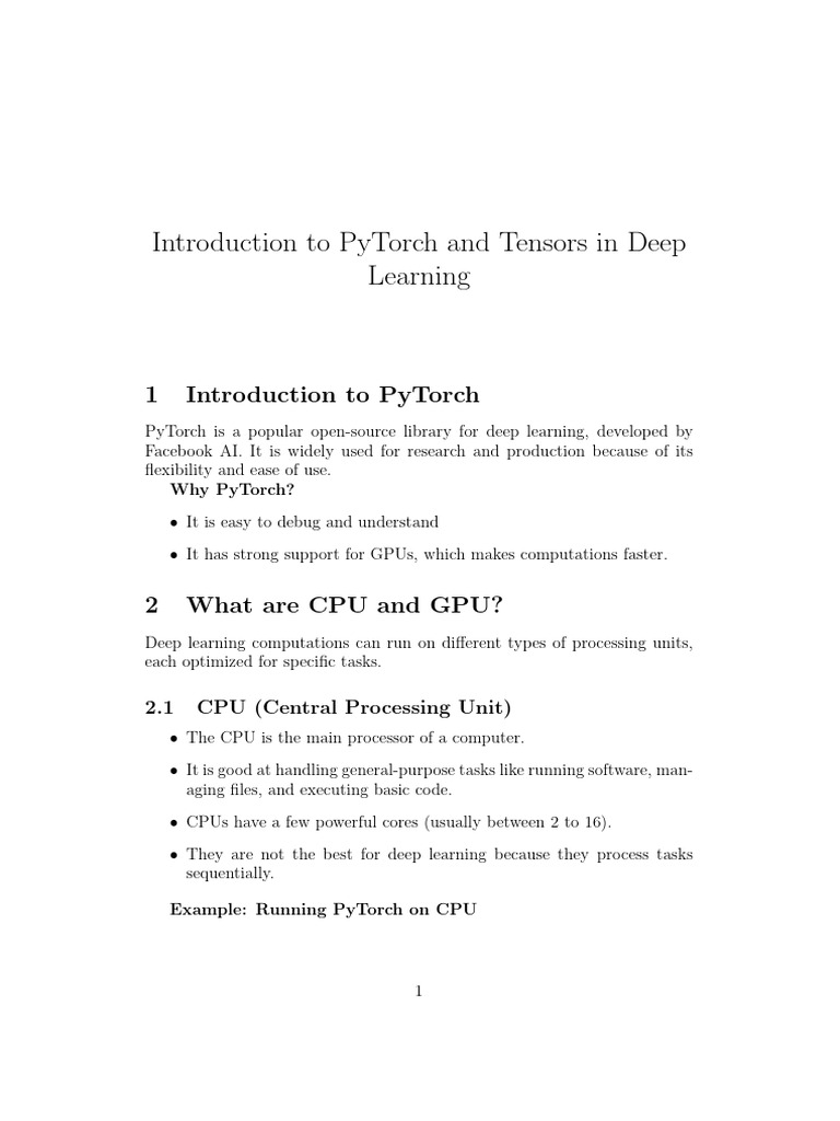DL Pytorch | PDF | Graphics Processing Unit | Matrix (Mathematics)