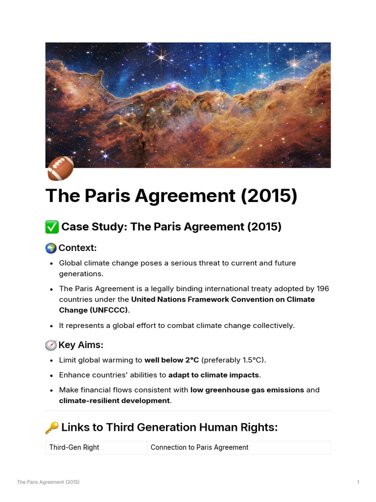 The Paris Agreement (2015) | PDF | United Nations Framework Convention ...