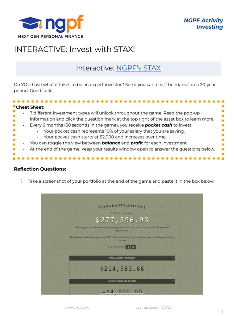 Interactive - Invest With Stax! | PDF | Investing | Diversification (Finance)