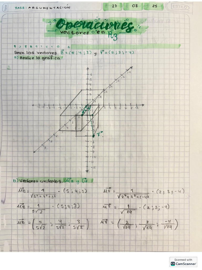 Operaciones Con Vectores en r3 | PDF