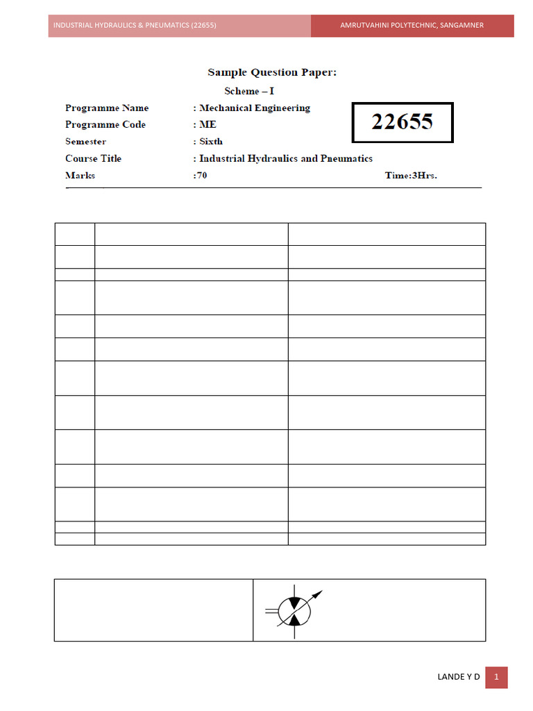 IHP - 22655 - Sample Paper Solution | PDF | Valve | Pump