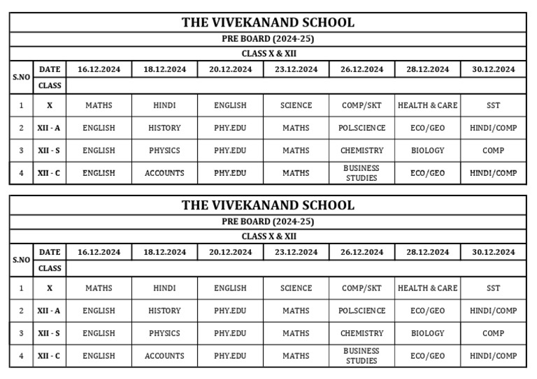 Pre-Board Date Sheet | PDF