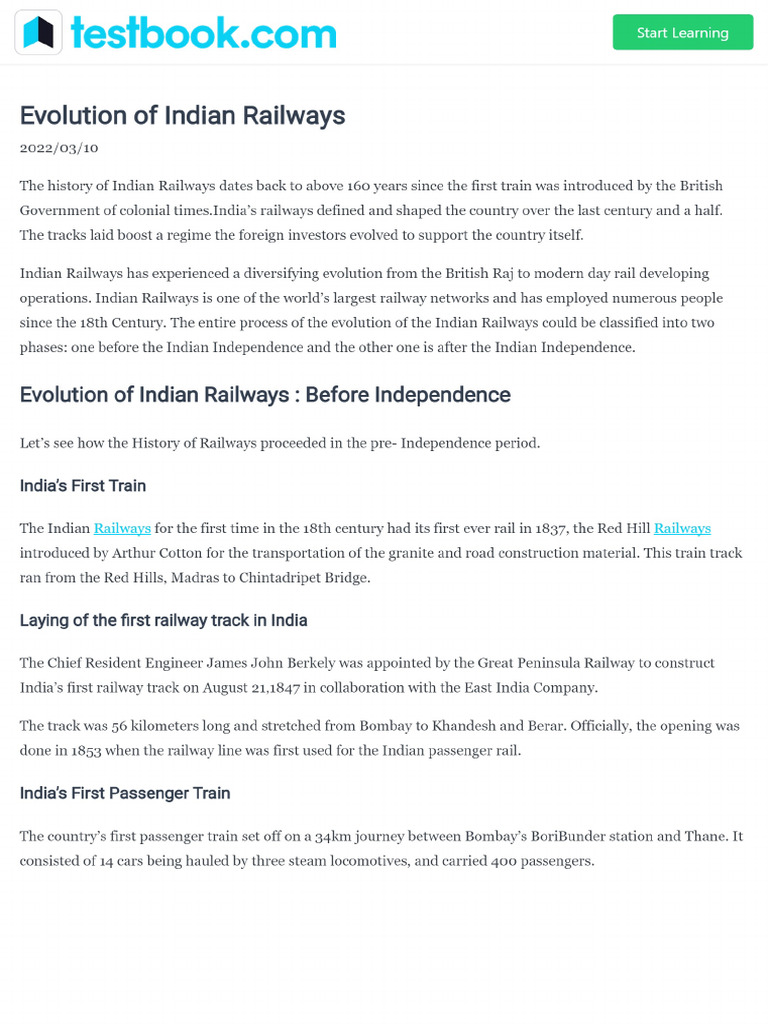 evolution of indian railways | PDF