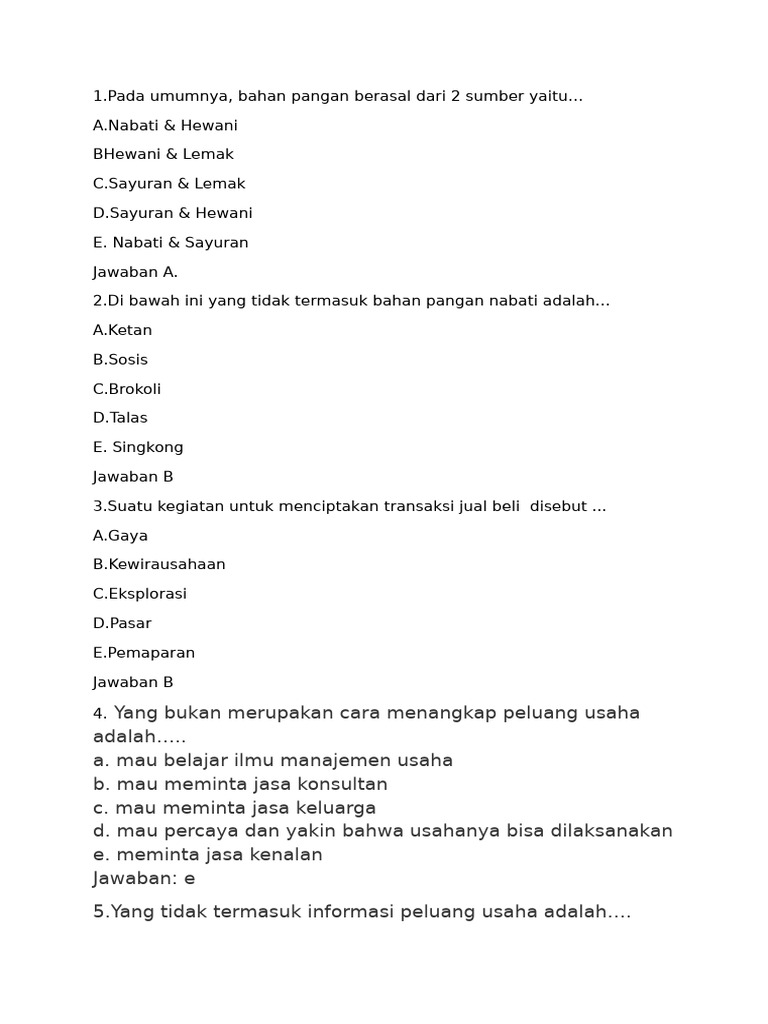 Soal Pas Pkwu 2025 | PDF