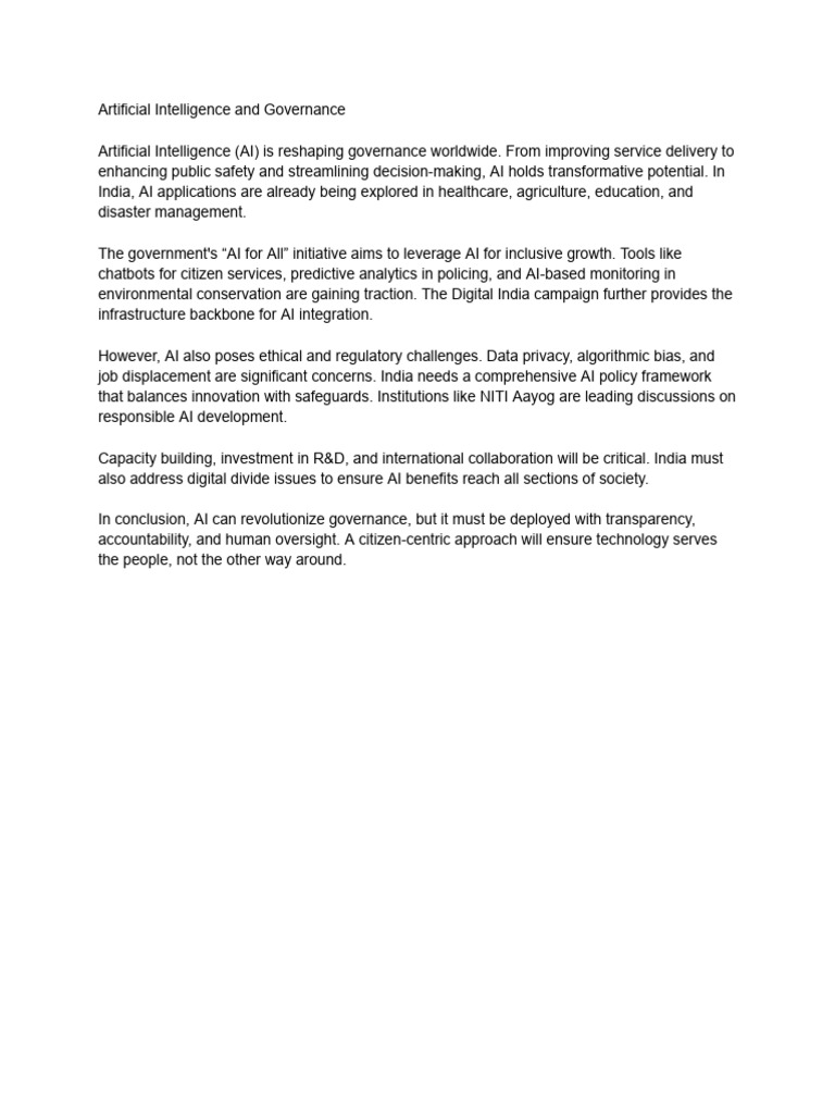 Artificial Intelligence and Governance | PDF