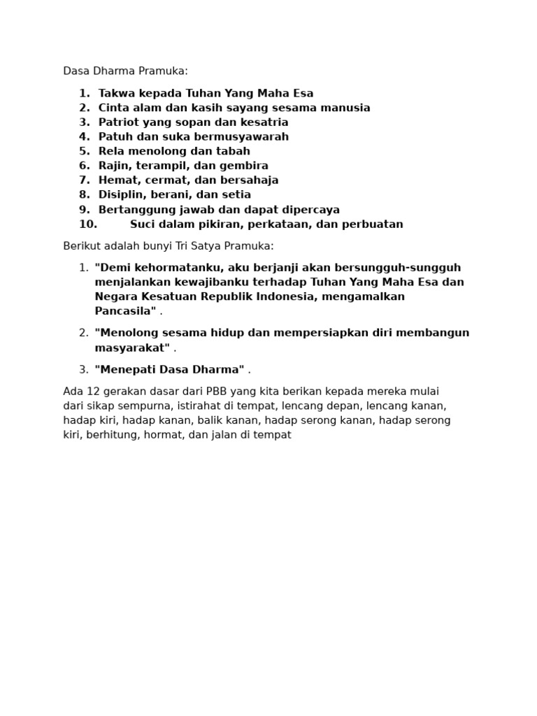 Dasa Dharma Pramuka | PDF