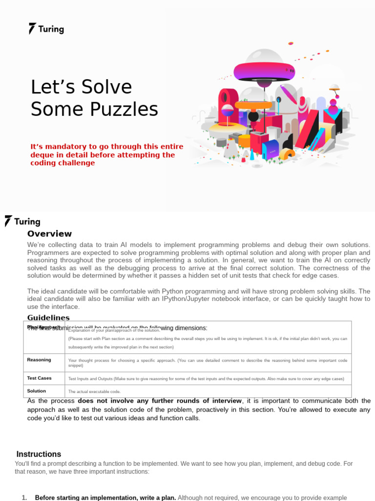 (Turing) Guidelines For Python Puzzles | PDF | Computer Programming | Debugging
