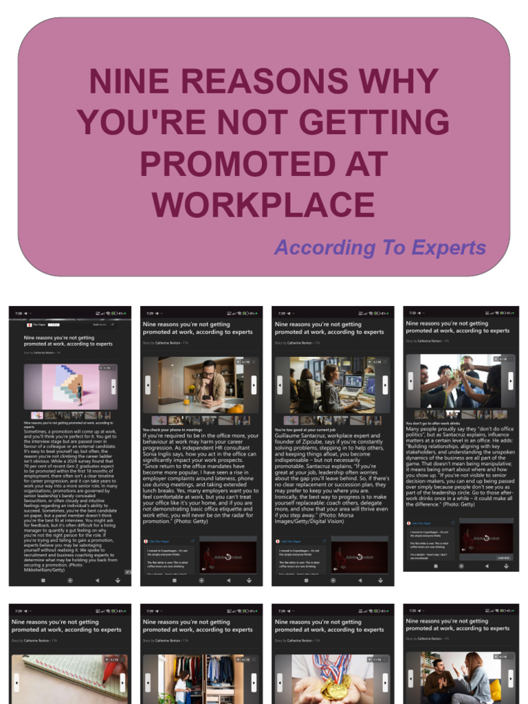 9 Reasons Why You're Not Getting Promoted at Workplace | PDF