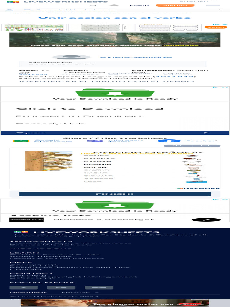 Unir Accion Con El Verbo Worksheet Live Worksheets | PDF