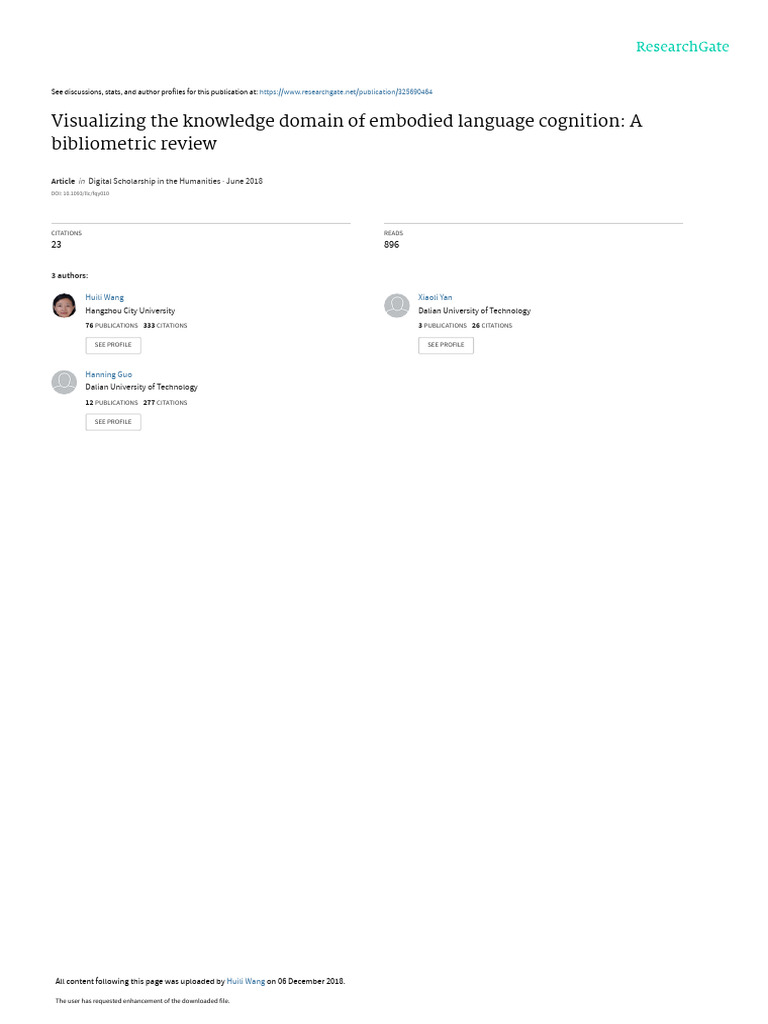 Visualizing The Knowledge Domain of Embodied Language Cognition A Bibliometric Review | PDF ...
