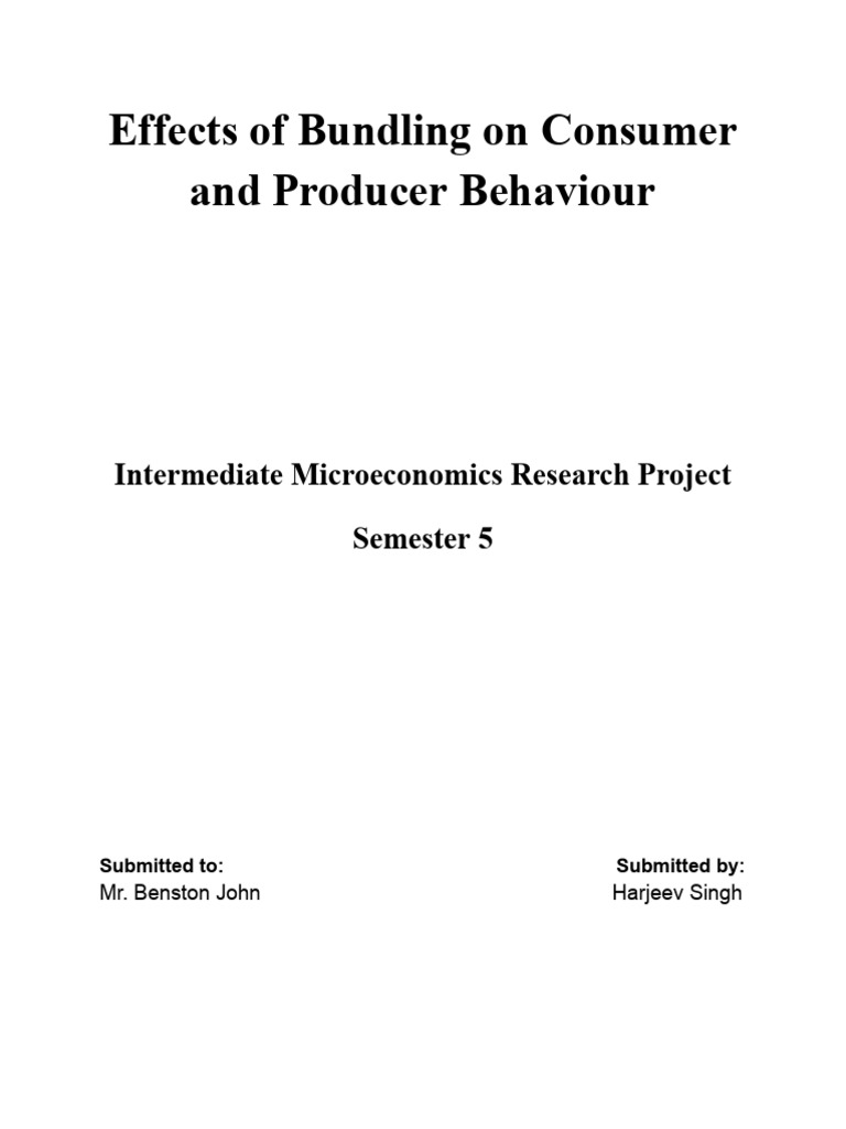 Effects of Bundling On Consumer and Producer Behaviour | PDF | Pricing ...