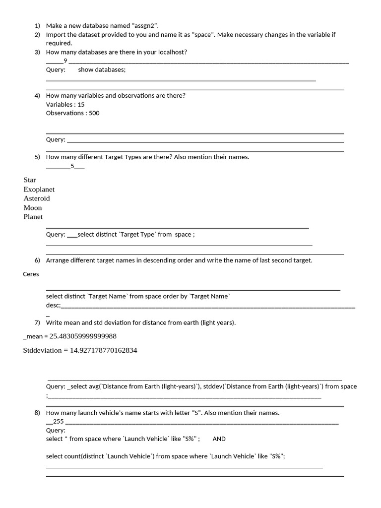 Assignment Final Semester 6 External Exam | PDF | Planets | Space ...