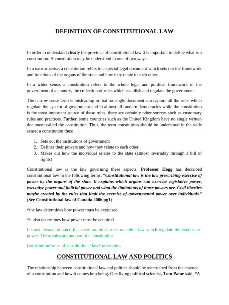Scope of Constitutional Law Explained | PDF | Constitution | Common Law