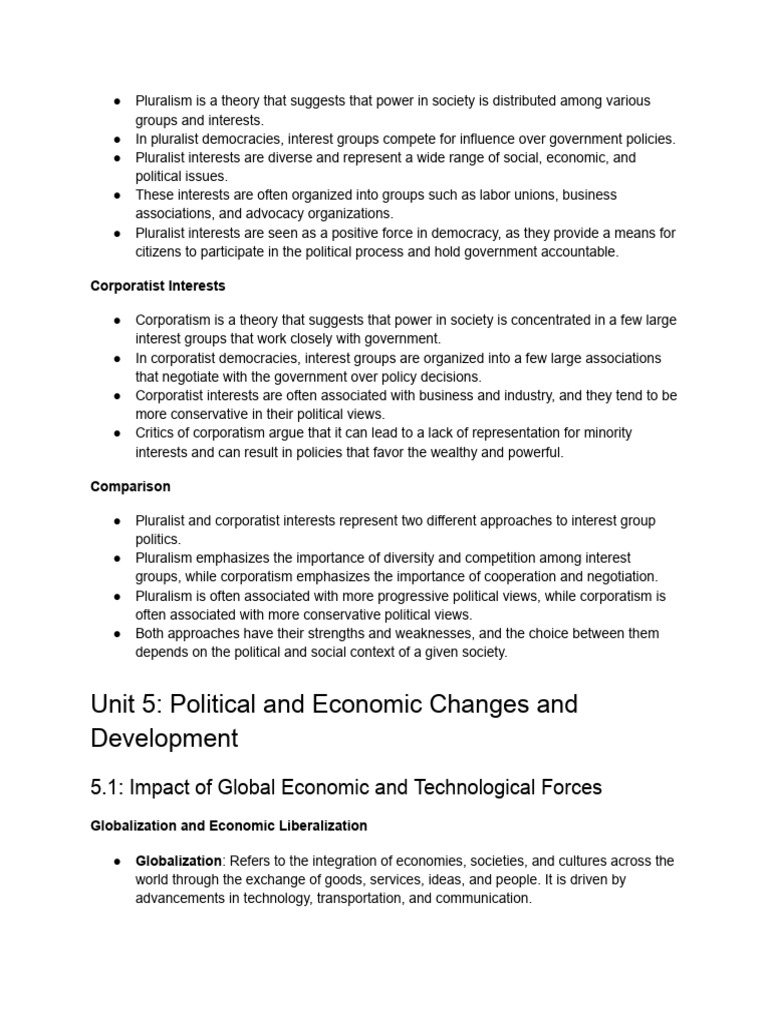 AP Comp Gov and Pol Unit 5 Notes | PDF | Globalization | Economics