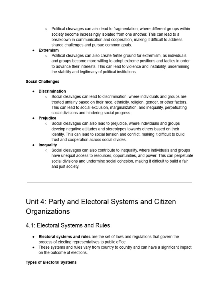 AP Comp Gov and Pol Unit 4 Notes | PDF | Elections | Political Parties