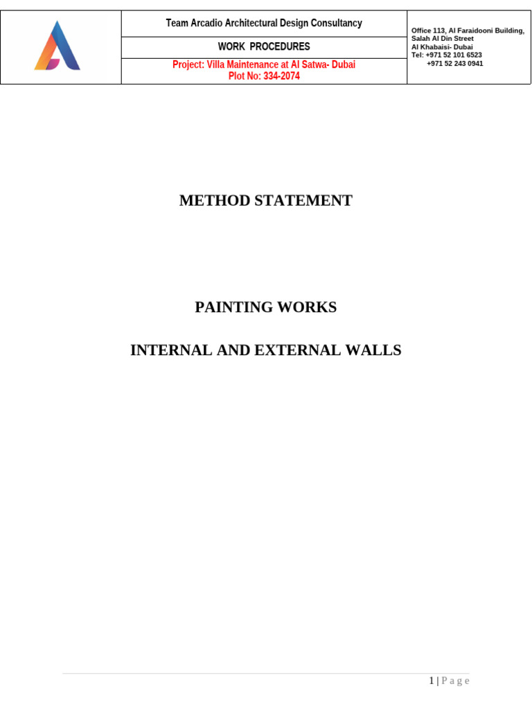 Method Statement Painting | PDF | Paint | Building Materials