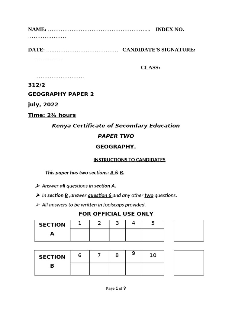 Geography Paper 2 Questions | PDF | Fishery | Economies
