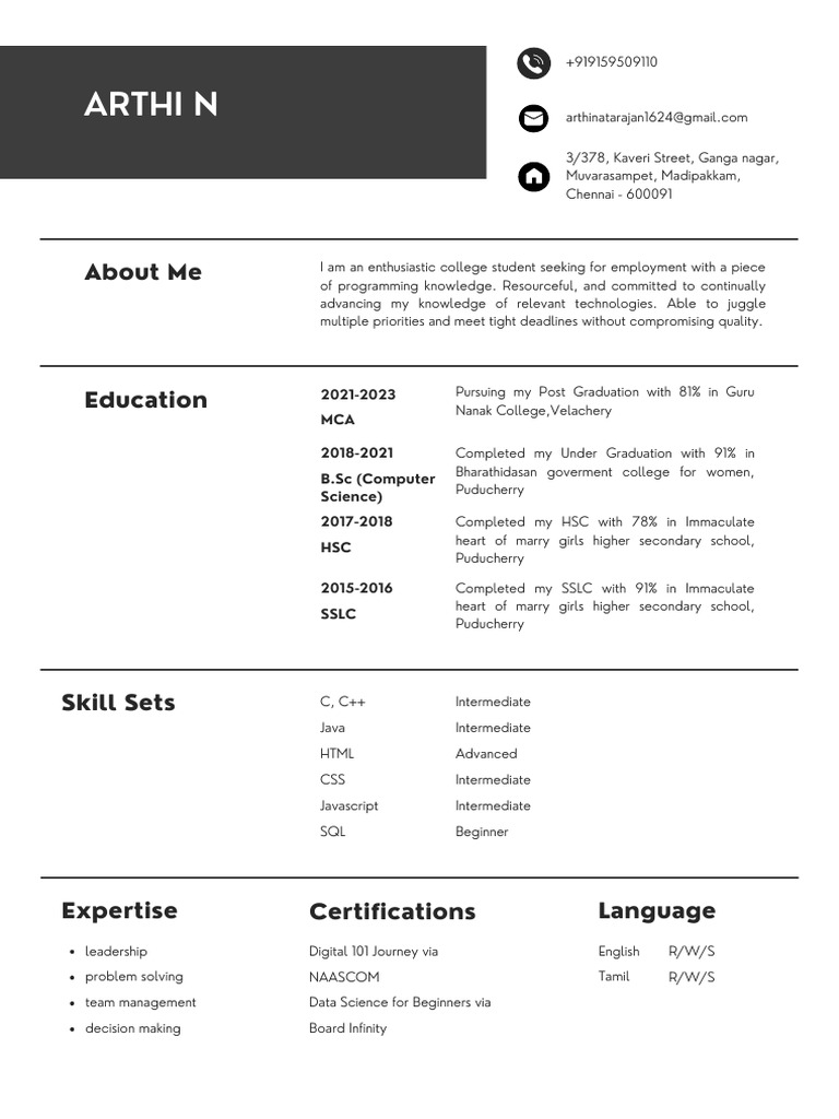 Arthi_Resume | PDF | Computing | Software