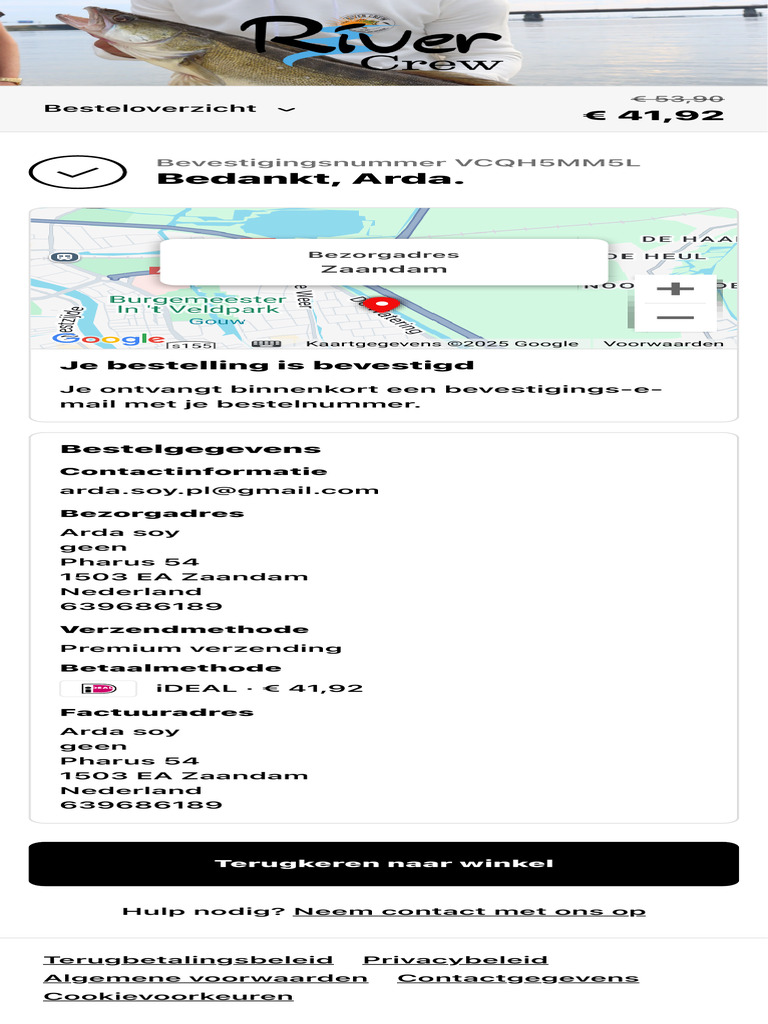 Bedankt Voor Je Aankoop! - River Crew - Checkout | PDF