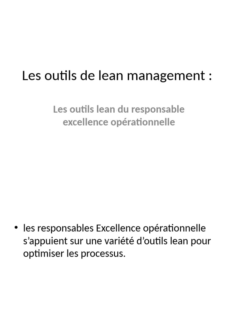 Les Outils de Lean Management | PDF | Lean (production) | Business