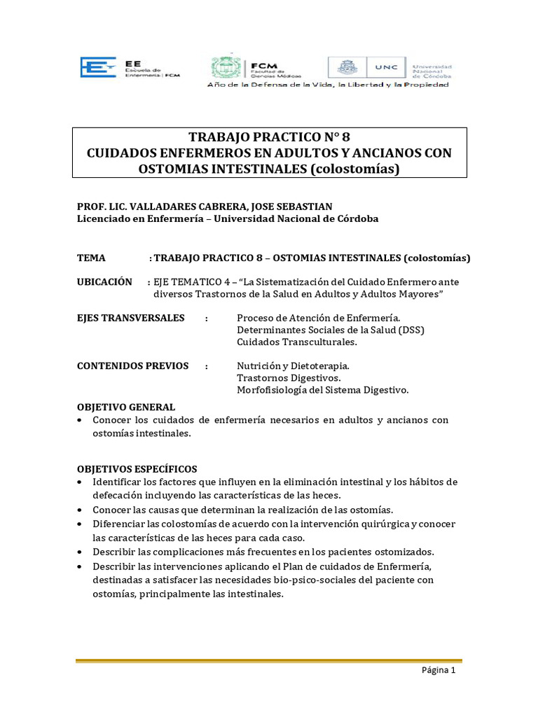 EJE 4 - Tema 6 - TP 08 - Colostomías - Marco Teórico - Marco Teórico (2024) (1) | PDF | Sistema ...
