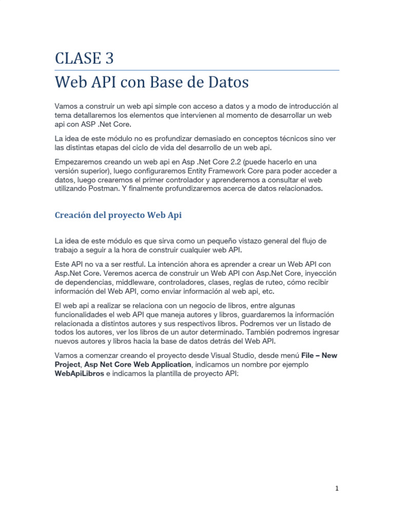 creacion de api 1 | PDF | .NET Framework | Servidor SQL de Microsoft