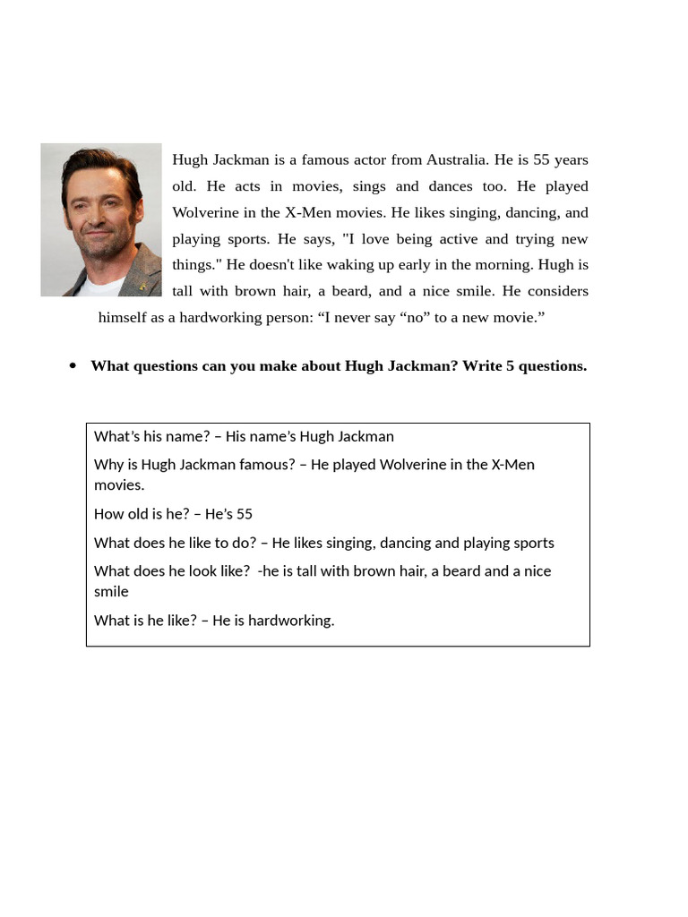 Hugh Jackman Is A Famous Actor From Australia | PDF