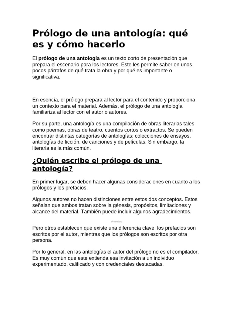 Como Hacer Un Prologo | PDF | Autor | Compilador