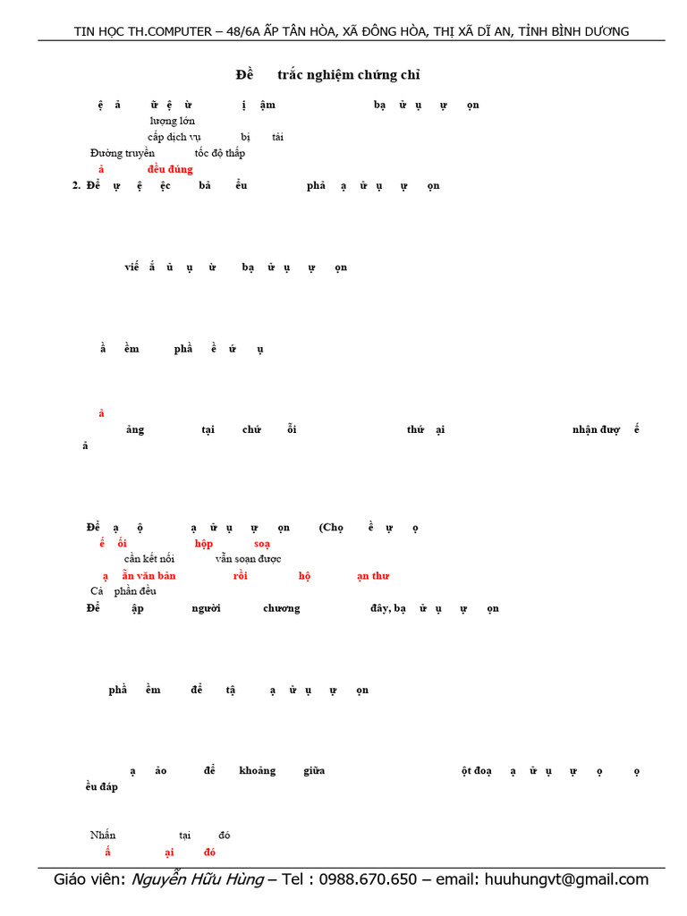 Cau_hoi_Excel_PowerPoint_Internet | PDF