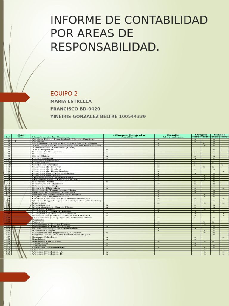 Informe de Contabilidad Por Areas de Responsabilidad | PDF