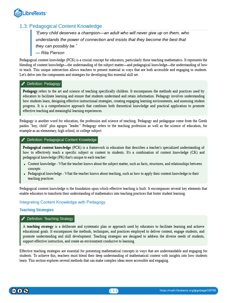 1.03 Pedagogical Content Knowledge | PDF | Educational Assessment ...