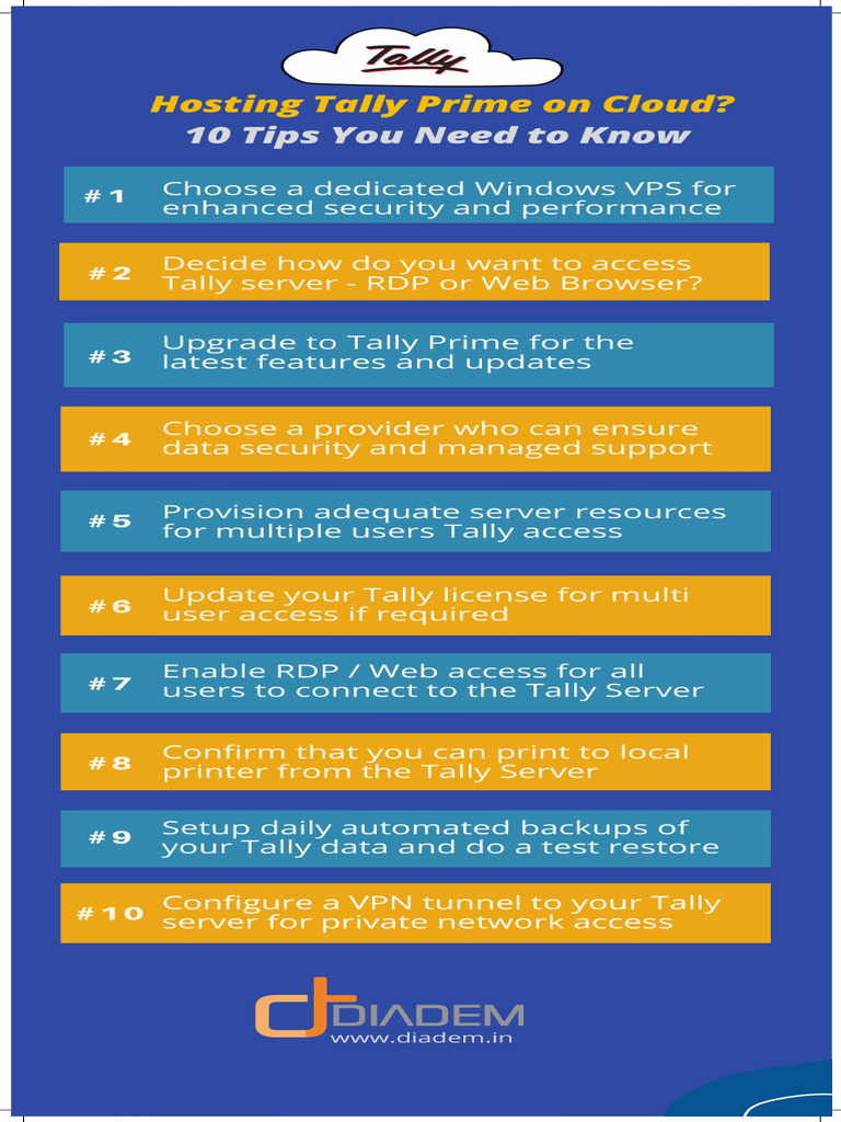 Tally On Cloud Top 10 Tips Infographic Diadem | PDF