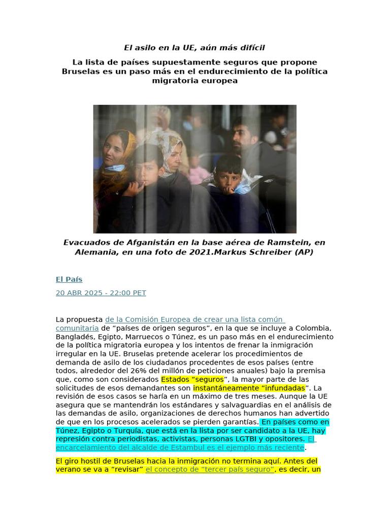 Endurecimiento del asilo en la UE | PDF | Migración humana | Metáfora