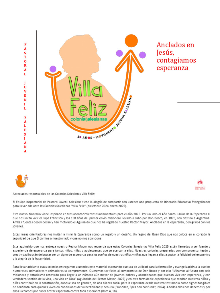 Propuesta Itinerario VILLA FELIZ 2025 | PDF | Oración | Jesús